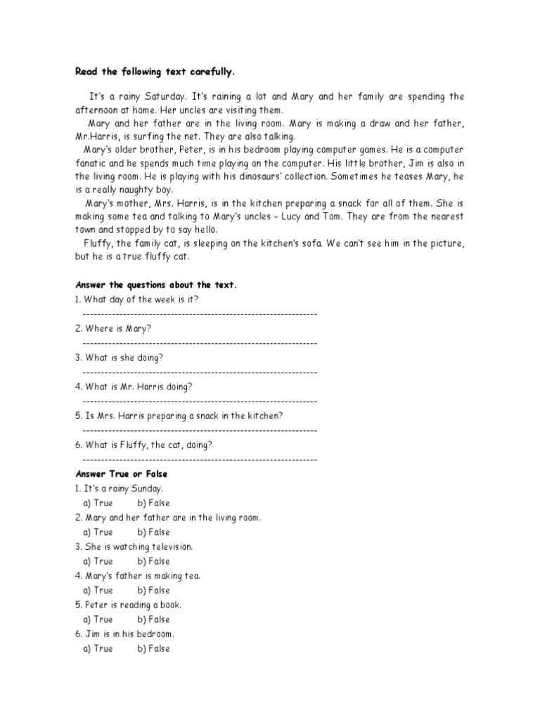 Reading Comprehension Present Continuous | PDF | Social Science ...