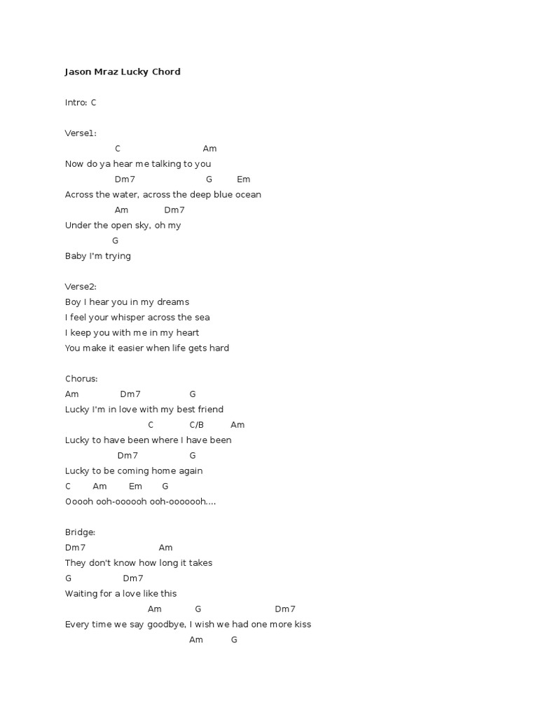 Jason Mraz Lucky Chord | PDF | Poetry