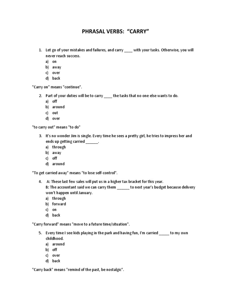 Understanding Phrasal Verbs with "Carry | PDF