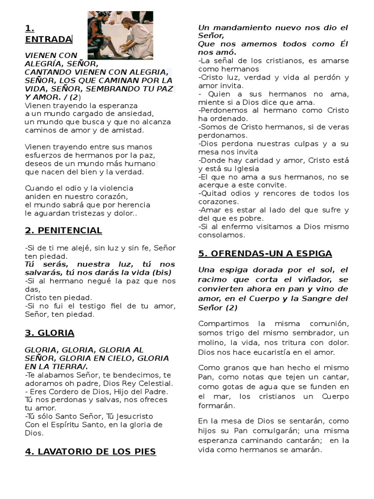 Cantos para Jueves Santo | PDF | eucaristía | Teología sistemática