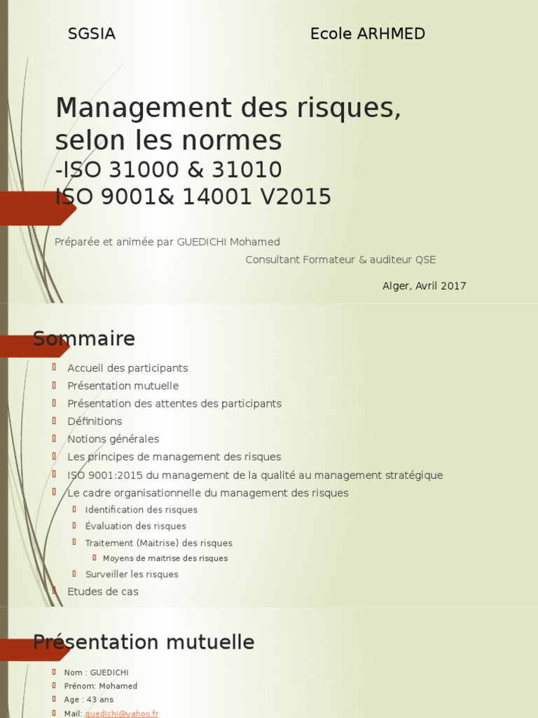 Management Des Risques, Selon Les Normes | PDF | Risque | Gestion des risques