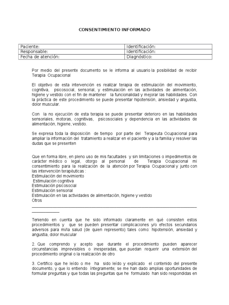 Consentimiento Informado 1 | PDF | Consentimiento informado | Historial ...