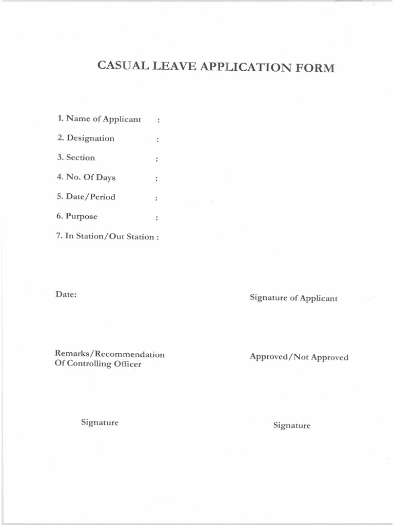 Casual Leave Application Form | PDF