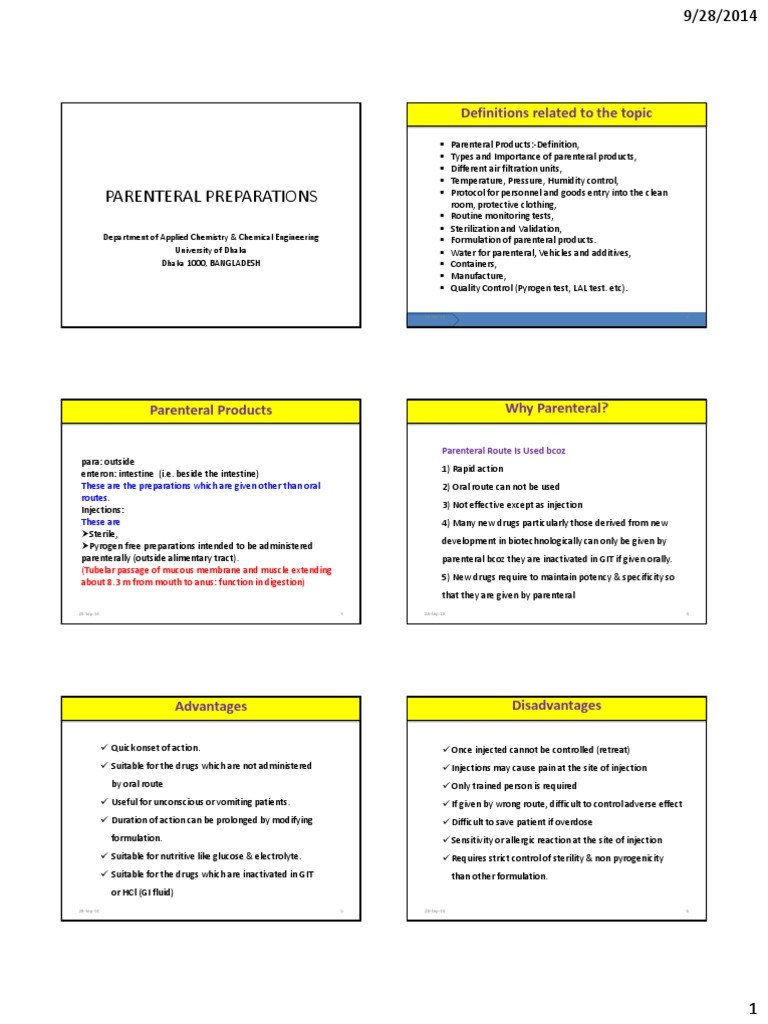 An Overview of Parenteral Products: Definitions, Types, Manufacturing ...