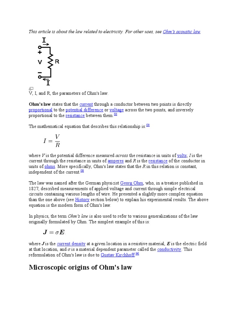 Ohm's Law | PDF | Electric Current | Electrical Resistivity And ...