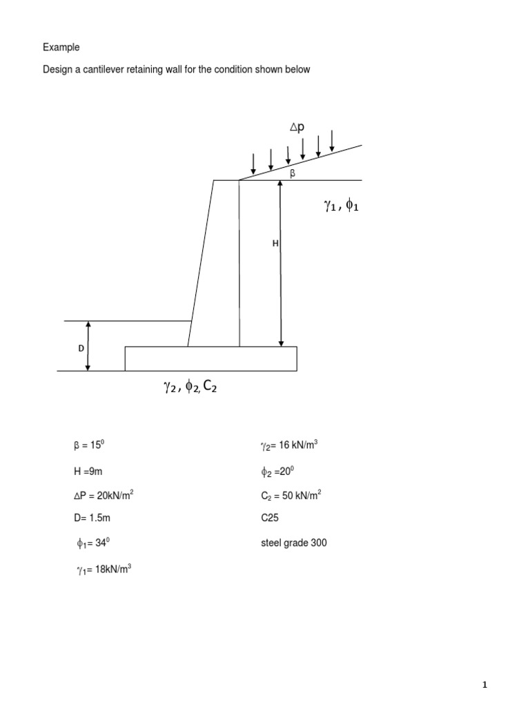 Example of Retaining Wall | PDF | Solid Mechanics | Structural Engineering
