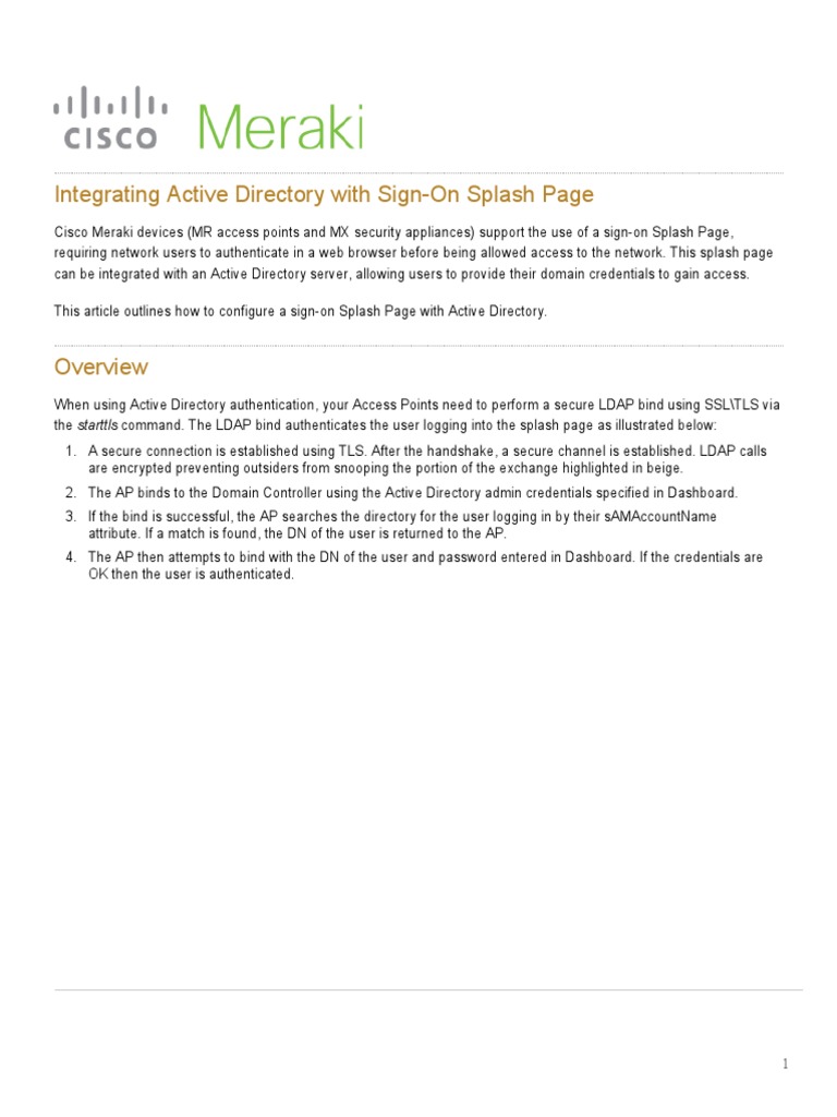Integrating Active Directory With Sign-On Splash Page | PDF | Active ...
