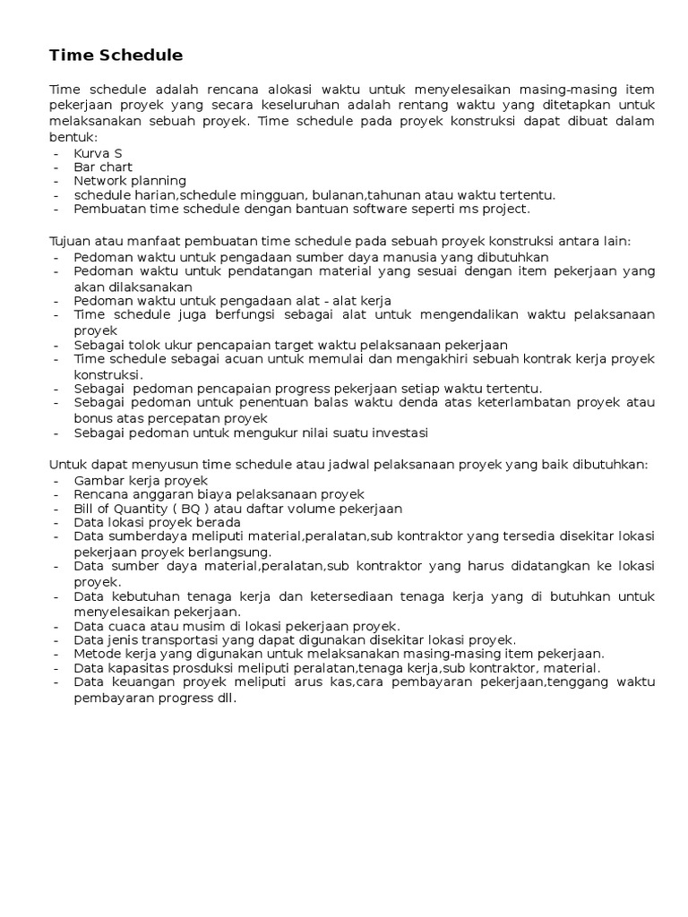 Pengertian Time Schedule | PDF