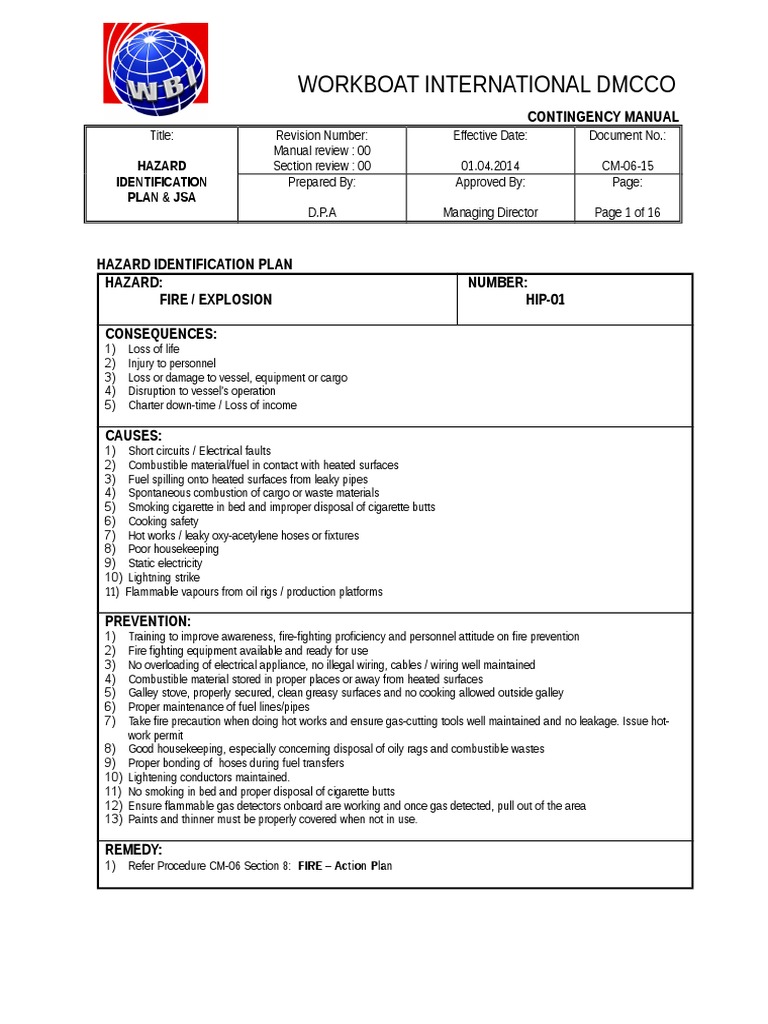 Hazard Identification Plan 300611 | PDF | Navigation | Transport