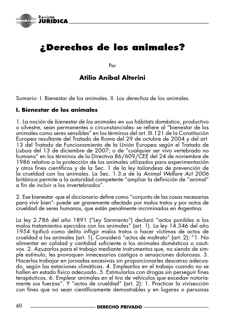 Derechos y bienestar de los animales | PDF | Derechos animales | Estado ...