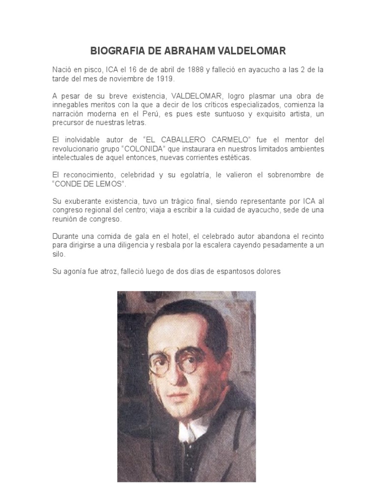 Biografia de Abraham Valdelomar | PDF | Plantas | Biología Celular)