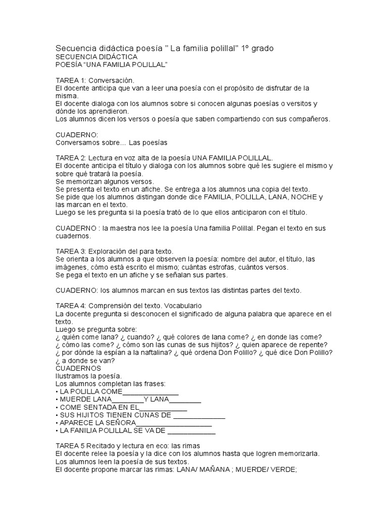 Secuencia Didáctica Poesía | Cuaderno | Poesía