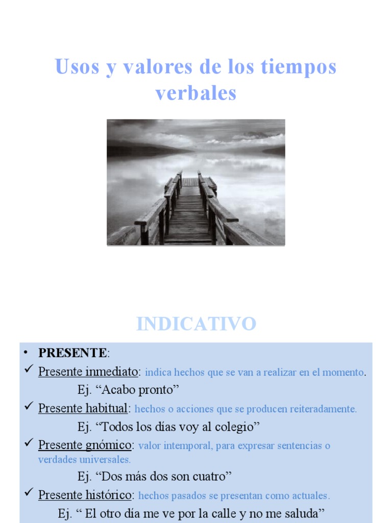 Valores y Usos de Tiempos Verbales | PDF | Reglas | Mecánica del lenguaje