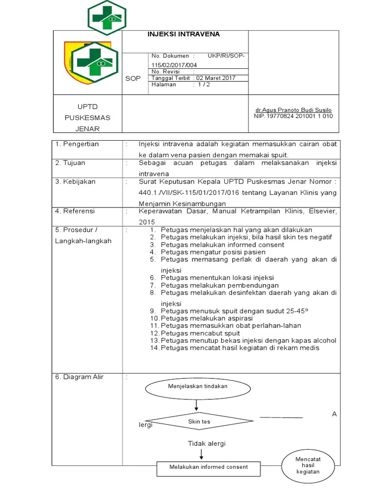 SOP Injeksi IV | PDF | Sains & Matematika