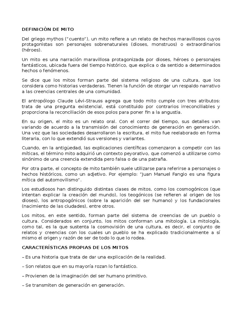 Definición de Mito | PDF | Religión y creencia