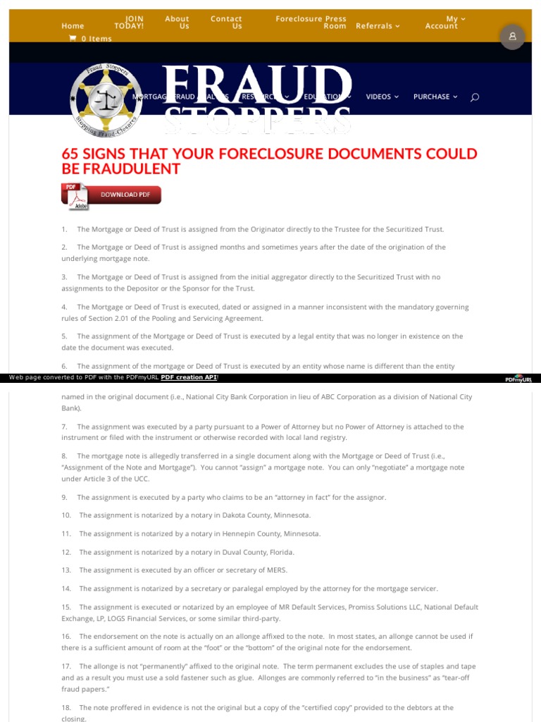 65 Signs That Your Foreclosure Documents Could Be Fraudulent | Deed Of ...