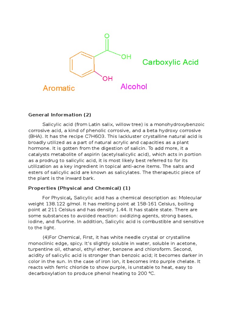 Salicylic Acid Information | PDF | Chemical Substances | Chemical Compounds