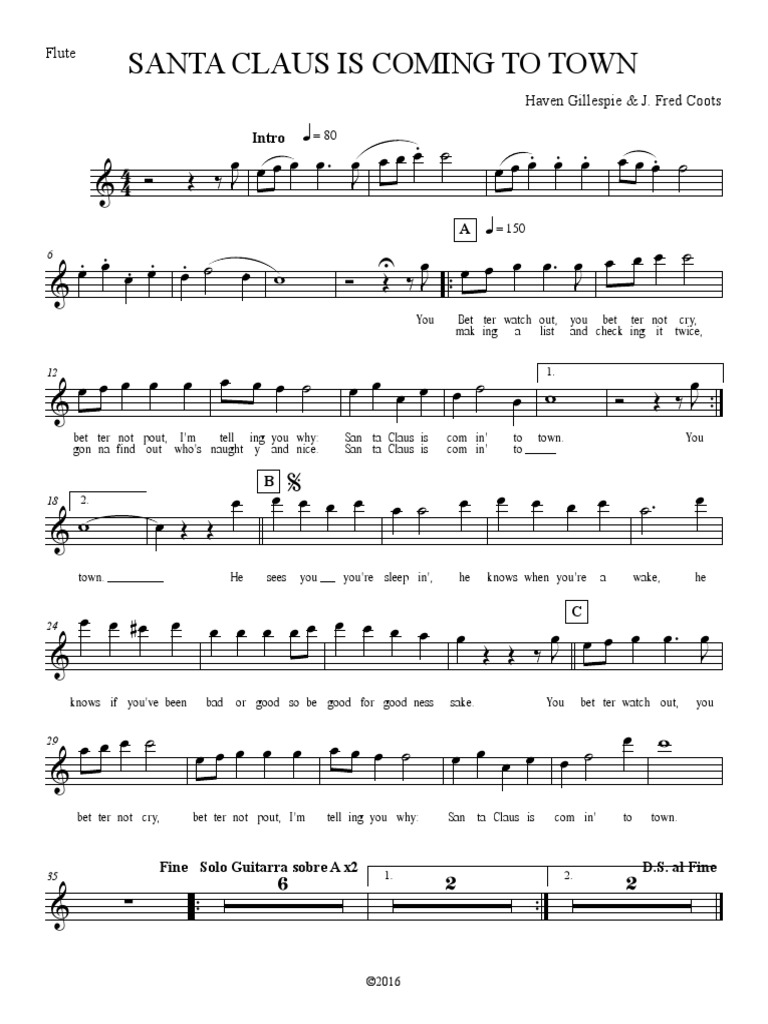 Santa Claus is Coming to Town - Flute Violin - Flute | Entertainment ...