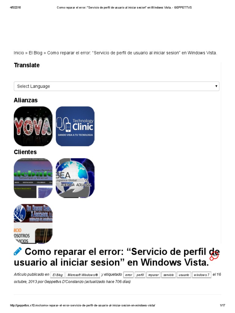 Como Reparar El Error Servicio De Perfil De Usuario Al Iniciar Sesion En Windows Vista