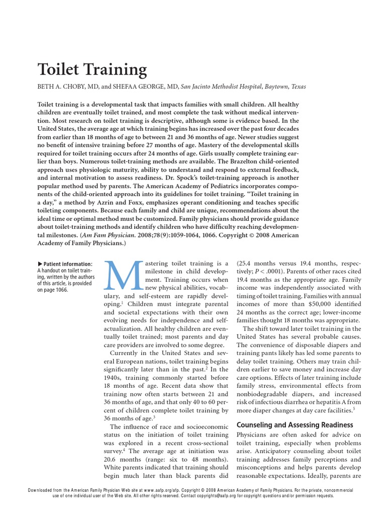 Toilet Training Aafp | PDF | Constipation | Diaper