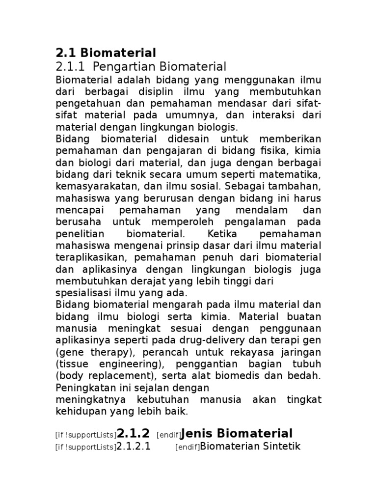 Biomaterial: Jenis dan Aplikasinya | PDF