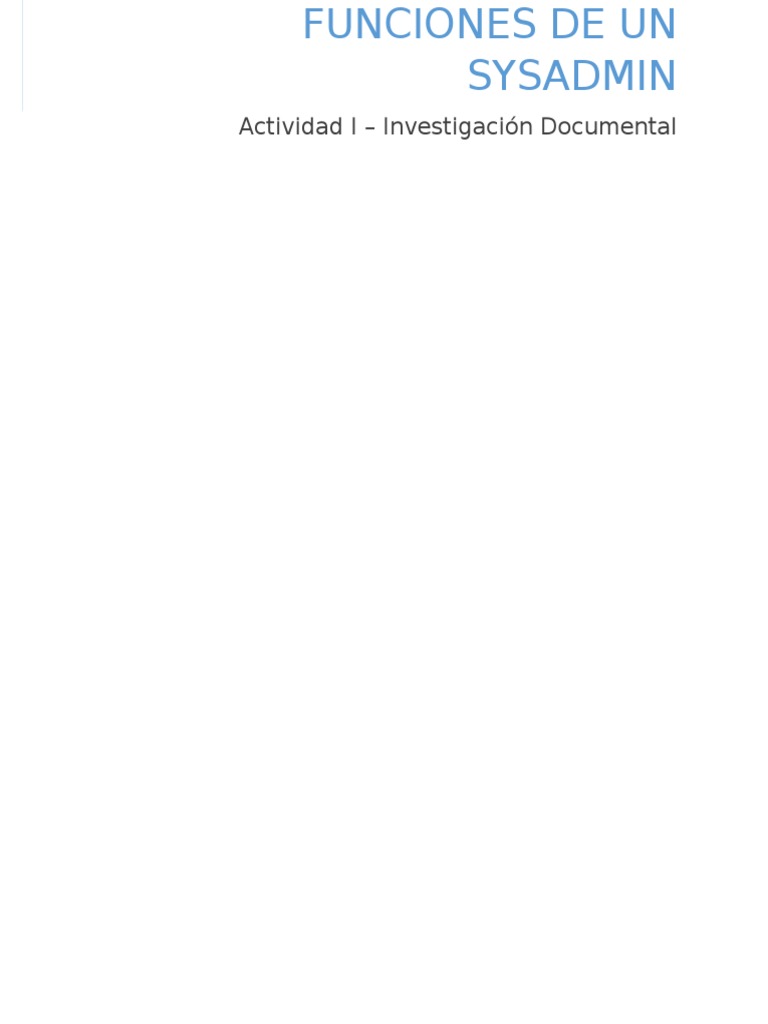 Funciones de Un SysAdmin | Descargar gratis PDF | Hardware de la computadora | Software