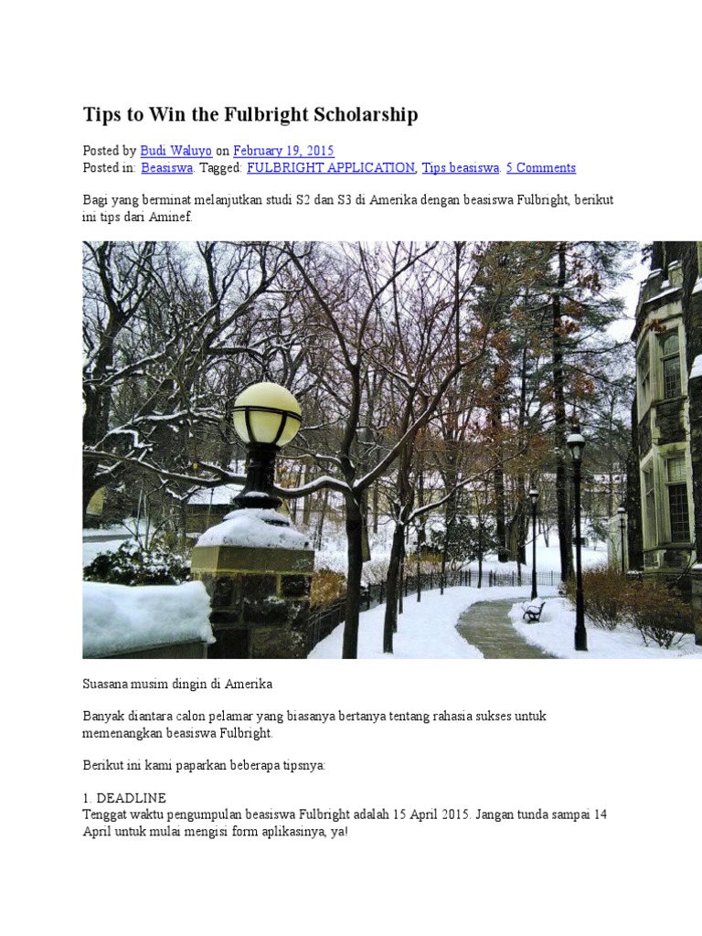 Tips To Win The Fulbright | PDF