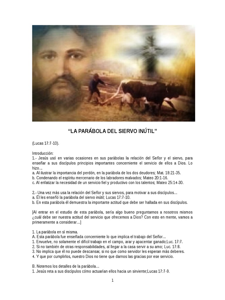 La Parábola Del Siervo Inútil | PDF | Gracia en el cristianismo ...
