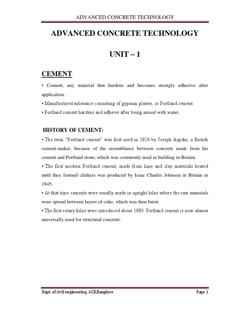 Advanced Concrete Technology - 10cv81 - ACE Notes | PDF | Creep ...