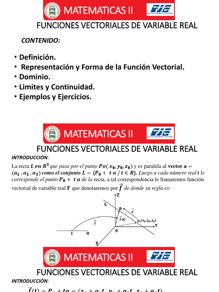 Clase 6-Funciones Vectoriales de Variable Real | PDF | Vector Euclidiano | Función (Matemáticas)