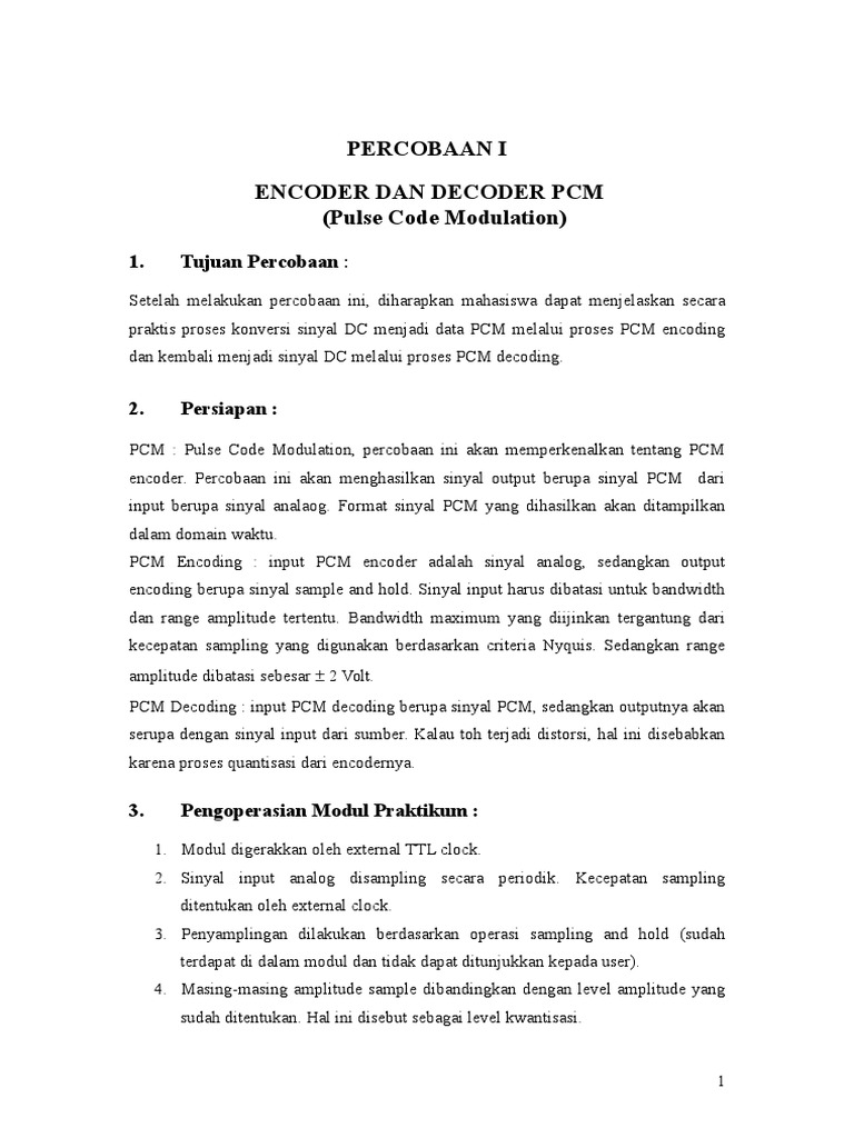 Praktikum Encoder dan Decoder PCM | PDF | Metode & Bahan Ajar ...