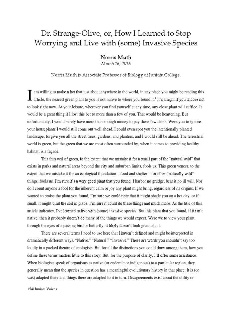 Juniata Voices Vol16-Muth | PDF | Invasive Species | Species