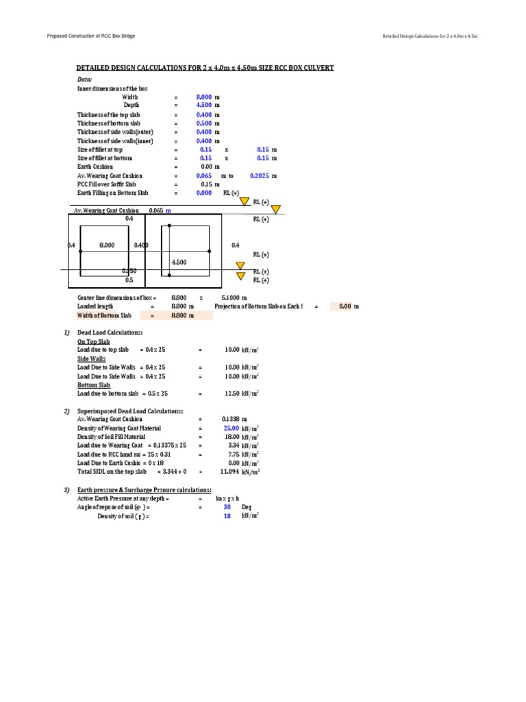 RCC Box Culvert Design Calculations | PDF | Mechanical Engineering ...