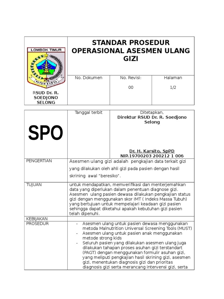 Spo Asesmen Ulang Gizi | PDF | Kesehatan Holistik