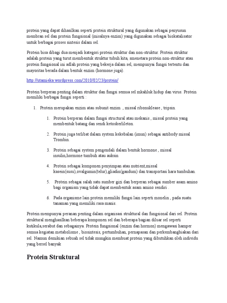 Protein StrukturaL & Fungsional (BIOKIMIA) | PDF | Sains & Matematika