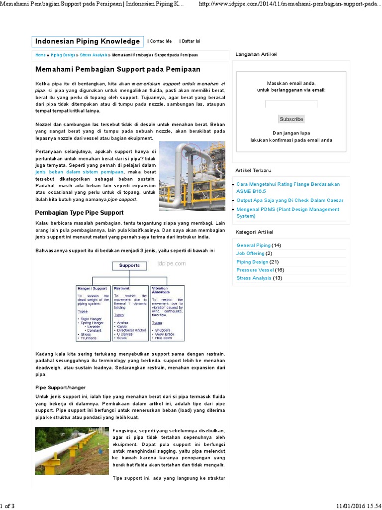 Jenis-Jenis Support Pipa dalam Pemipaan | PDF