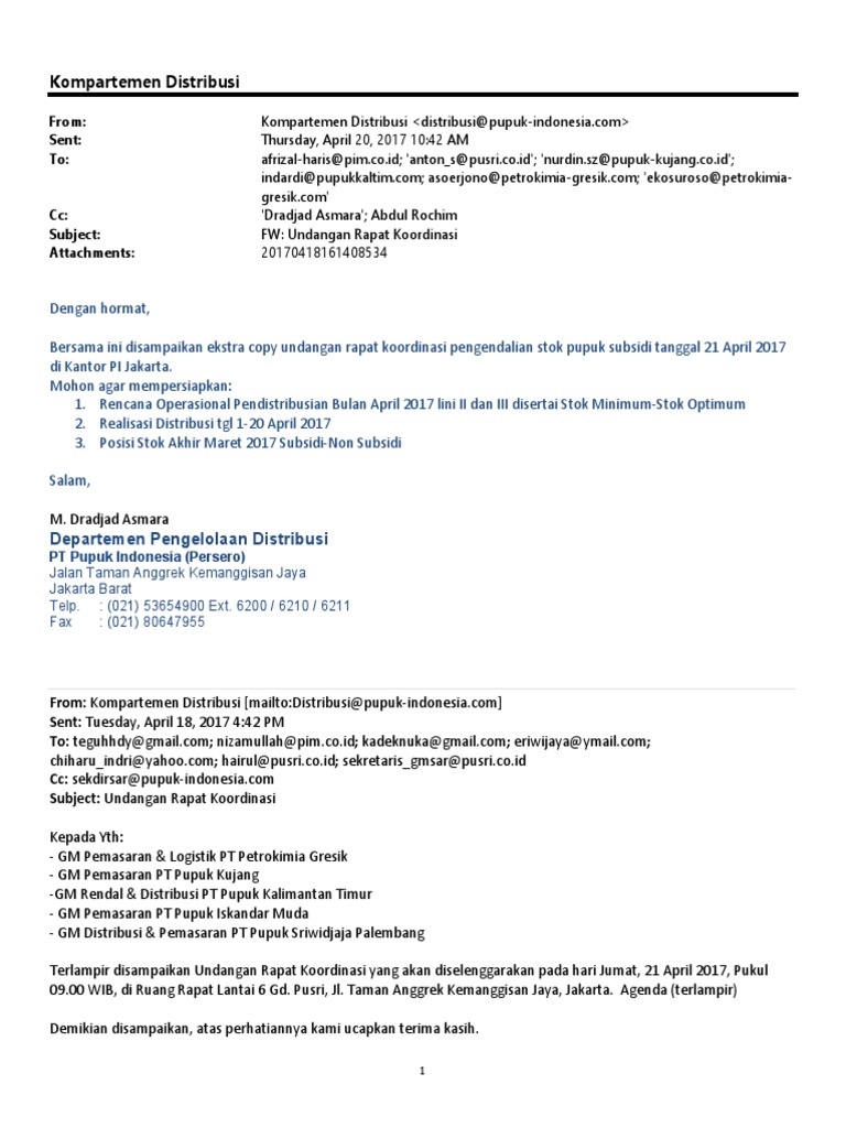 Email Undangan Rapat 210417 | PDF