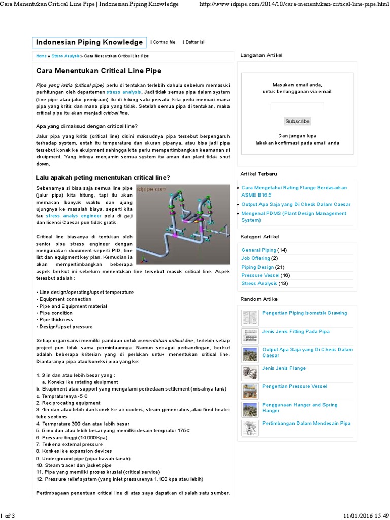 Cara Menentukan Critical Line Pipe - Indonesian Piping Knowledge | PDF