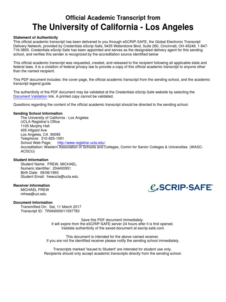 ucla official transcripts | University Of California | Grading (Education)