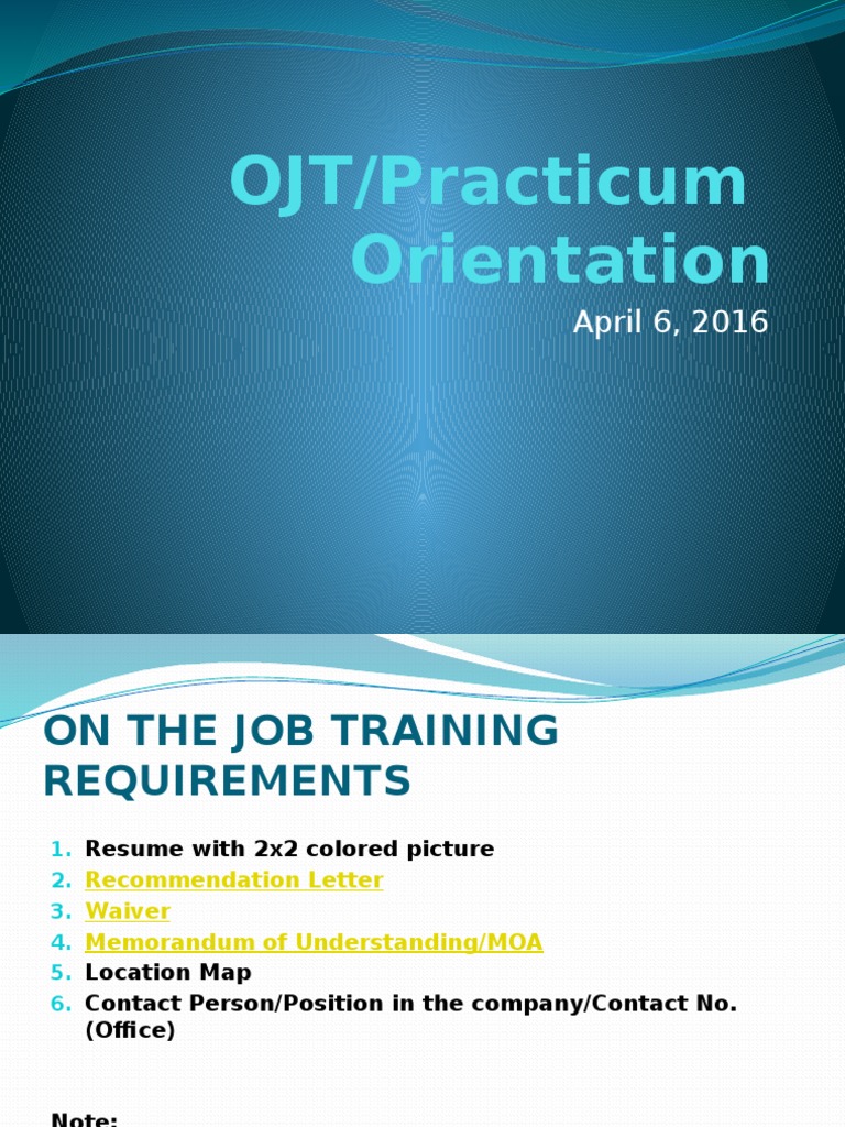 OJT Orientation Requirements Checklist | PDF