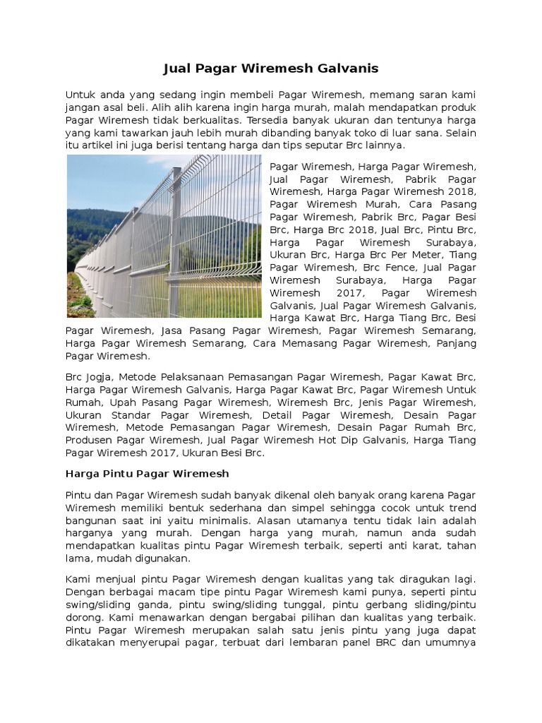 Analisa Pagar Wire Mesh, WA 081 3306 900 81 (Tsel) . | PDF