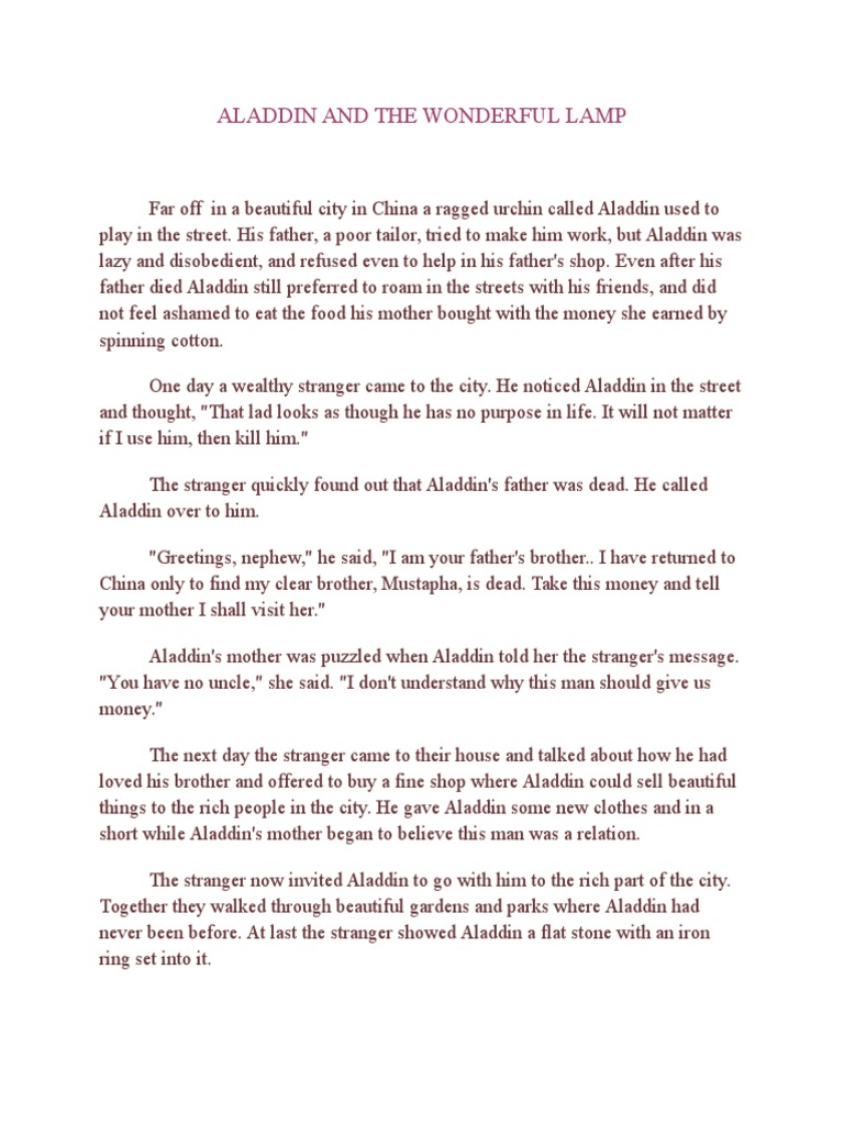 Aladdin and The Wonderful Lamp | PDF