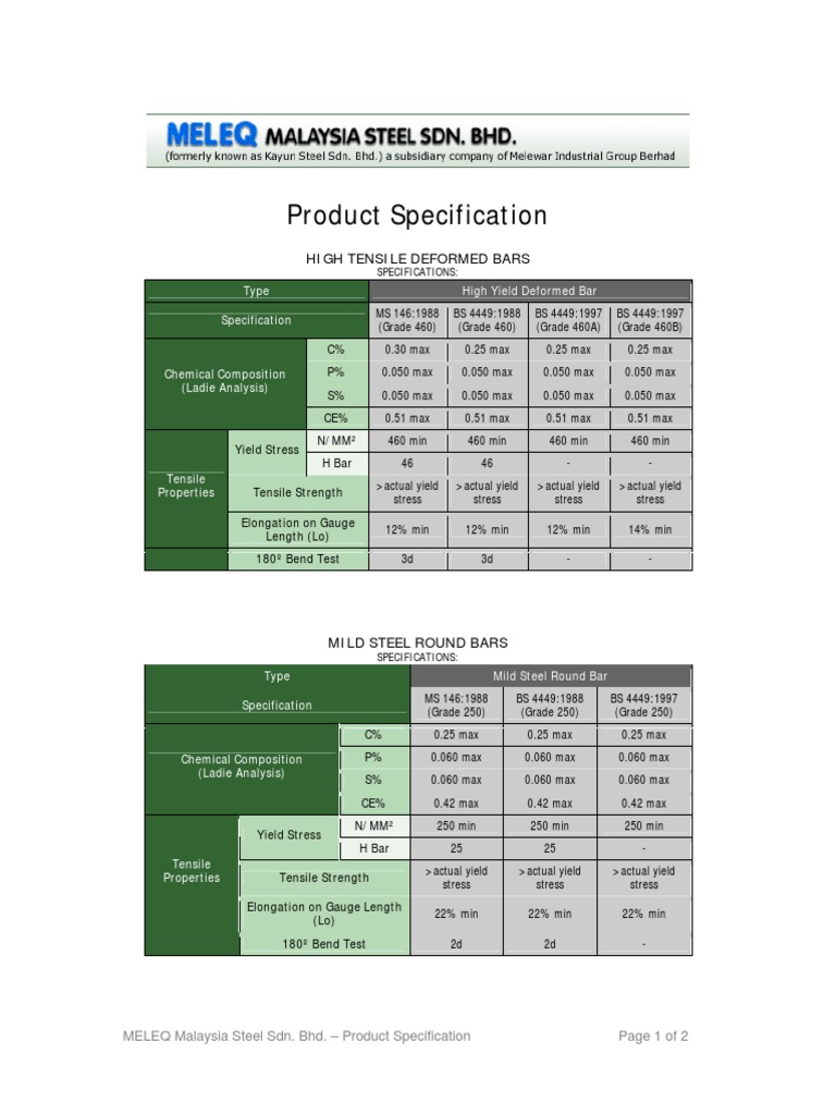 Product Specification BS-4449 | Yield (Engineering) | Stress (Mechanics)