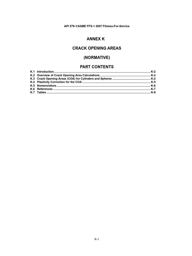 Annex K-Crack Opening Areas PDF | PDF | Bending | Stress (Mechanics)
