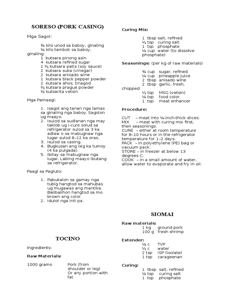 Food Menu Recipe | PDF