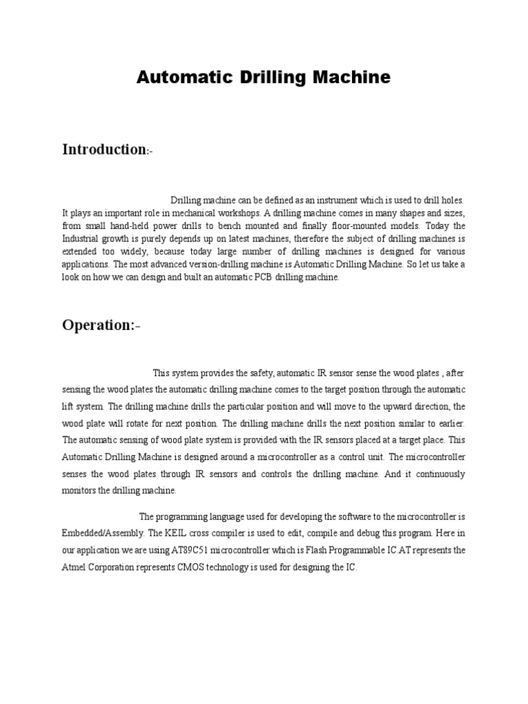 Design and Operation of an Automatic Wood Plate Drilling Machine ...