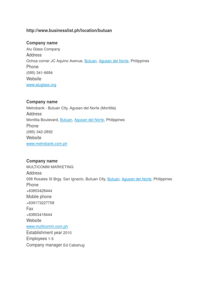 List of Establishment Located in Bxu | PDF | Philippines | Business