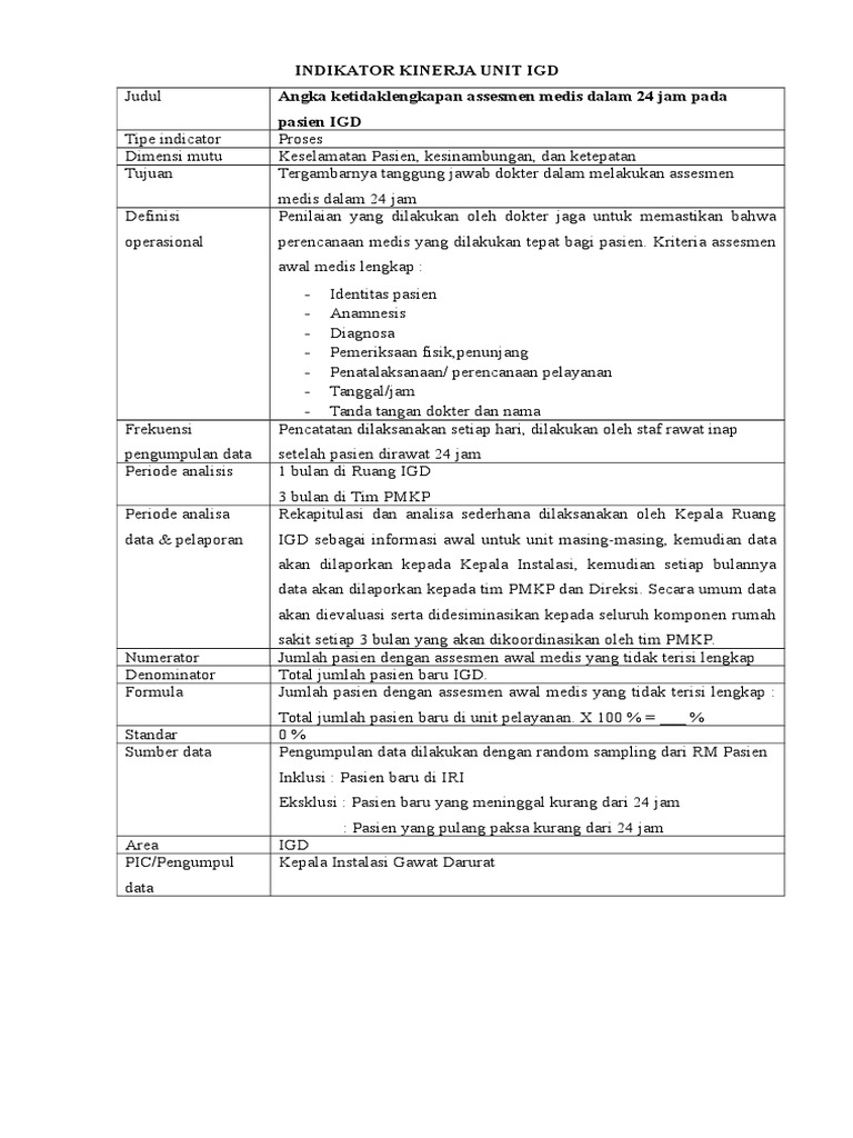 Indikator Kinerja Unit Igd | PDF