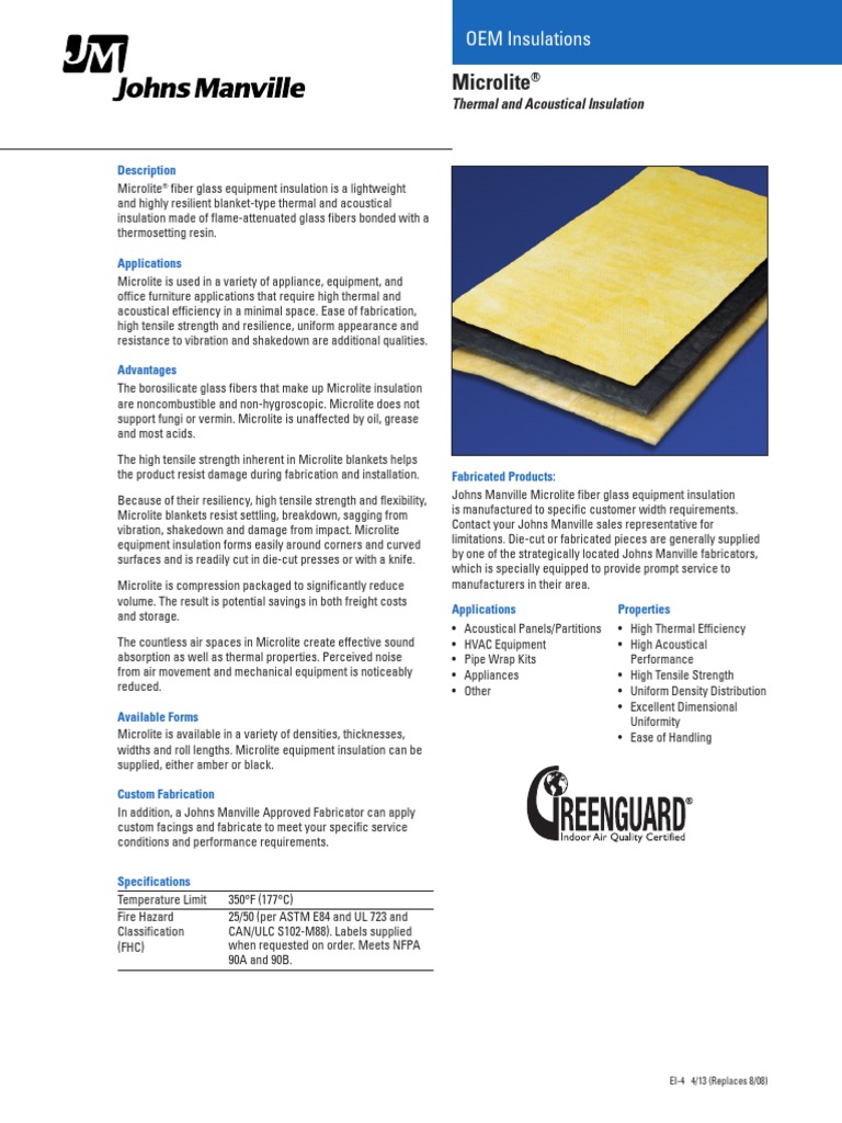 EI 4 Microlite | PDF | Fiberglass | Thermal Insulation