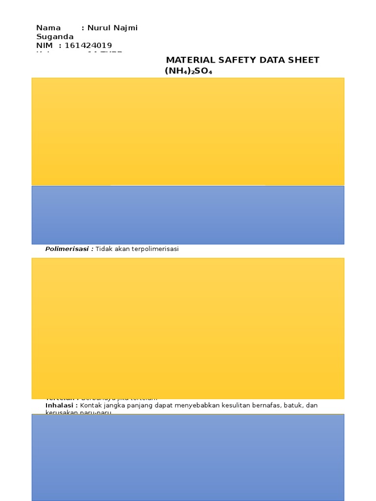 Material Safety Data Sheet (Nh4) 2so4 | PDF